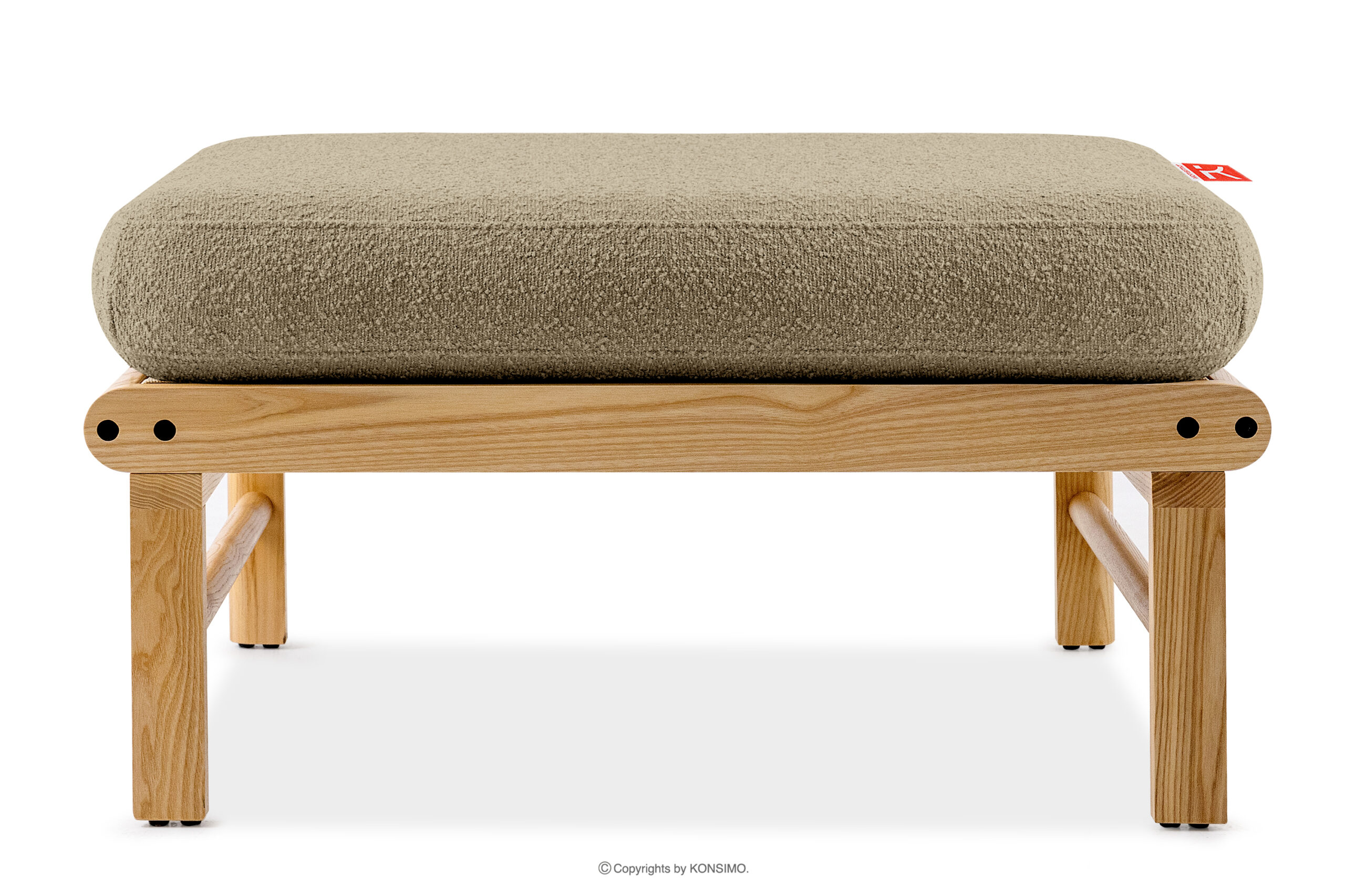 Puf ogrodowy w stylu boho beżowy/jesion naturalny ATREDA - kolor beżowy ...